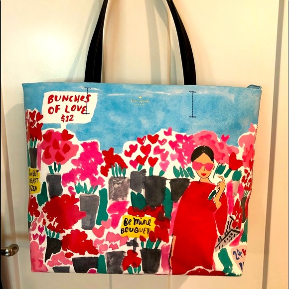 kate spade | Bags | Authentic Kate Spade Be Mine Rose Scene Hallietote ...